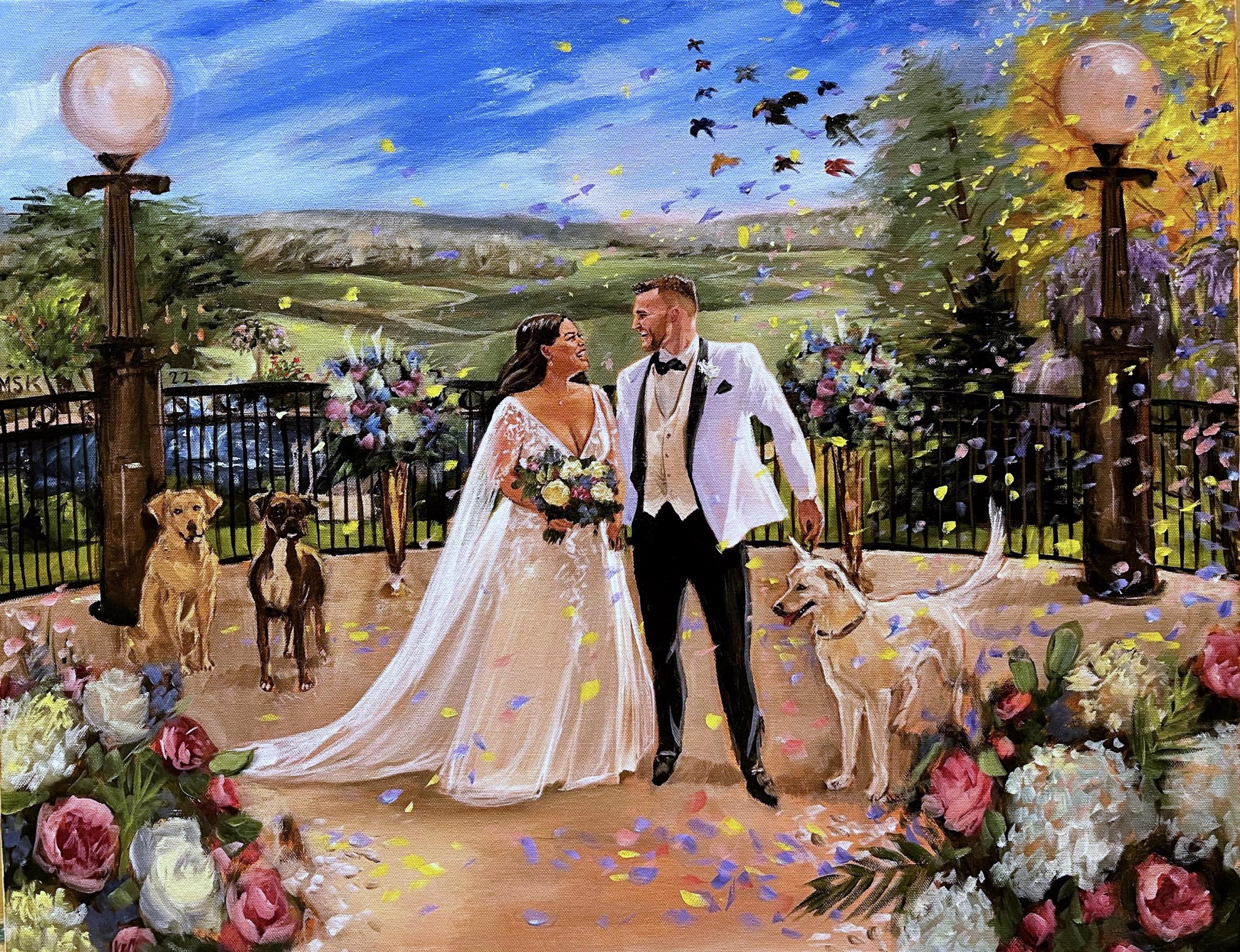 Patricia & Michael: 22x28 inch Acrylic Live Wedding Painting | Maggie ...