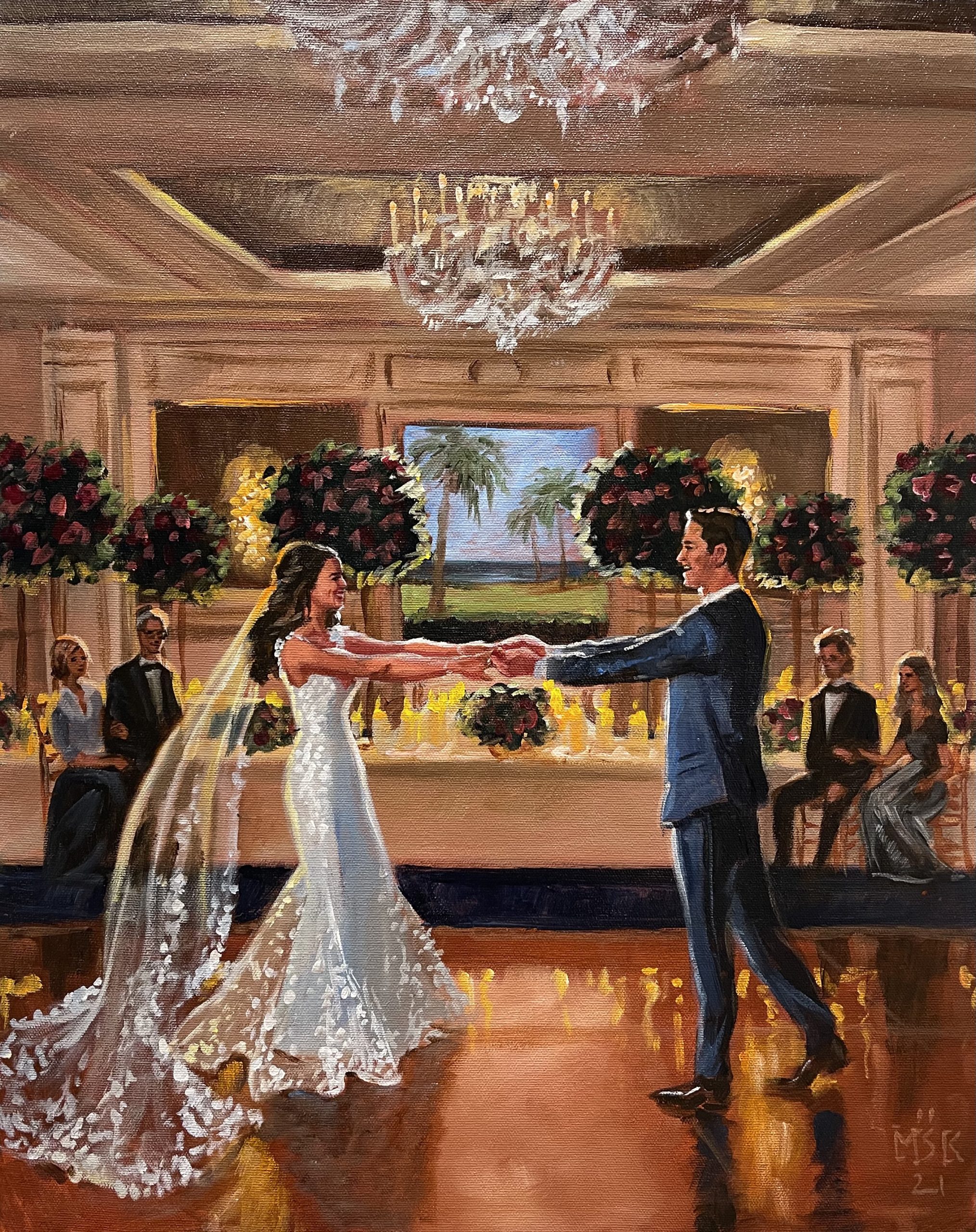 Maxie & Jason: 16x20 inch Acrylic Wedding Live Painting | Maggie Smith Kuhn